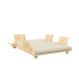 Bett Karup Design, B:148cm H:53cm L:204cmkiefer klar lackiert, Matratzenmaterialzusammensetzung: Futonmatratze mit Knopfheftung, Höhe 15 cm, aus