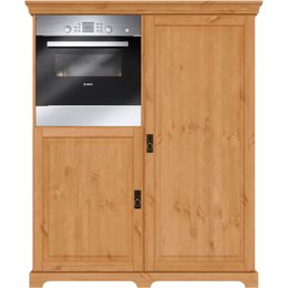 Backofen/K&uuml;hlumbauschrank Home Affaire, B:127cm H:153,5cm T:60cm, beige, Massivholz, Schr&auml;nke, "R&uuml;gen", Breite 127 cm, Kiefer massiv, Nische f&uuml;r