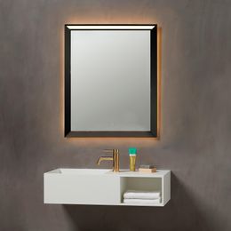 LED-Lichtspiegel Loevschall, B:60cm T:6,1cm, silber, Glas, Spiegelglas, Spiegel, "Verona"