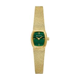 Quarzuhr Bulova "Goddess of Time", goldfarben, gr&uuml;n, Armbanduhren, Damen, Quarzuhr