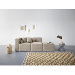 3-Sitzer Home Affaire, B:233cm H:76,5cm T:93cm, grau, 100% Polyester, Sofas, "Sundstrup", Modulserie, individuelle Zusammenstellung