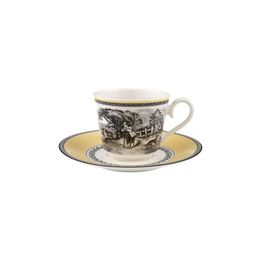 Villeroy & Boch VILLEROY & BOCH Tasse "Frühstückstasse mit Untertasse Audun Ferme 350 ml bunt", bunt, Trinkgefäße