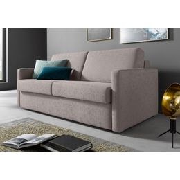 Schlafsofa Home Affaire, B:182cm H:85cm T:100cm, grau, Samtoptik (100% Polyester);Struktur (100% Polyester), Wohnzimmer, Sofas, "GOLDPOINT 182cm,