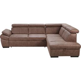 Ecksofa, B:268cm H:77cm T:204cm, braun, exxpo - SOFA FASHION, NaturLeder;Primabelle-Microfaser (100% Polyester);Luxus-Kunstleder, Wohnzimmer, Sofas,