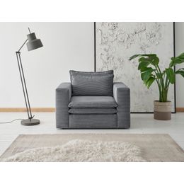 Sessel Home Affaire, B:110cm H:83cm T:91cm, grau, Wohnzimmer, Sessel, "PIAGGE", Hochwertiger Cord- passend zur Serie PIAGGE