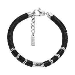 Diesel Kinder Armband "Schmuck Geschenk Edelstahl Nylon Armschmuck D LOGO", 20,8cm, Edelstahl Nylon, schwarz, Edelstahl, Nylon, Armbänder, mit Hämatit