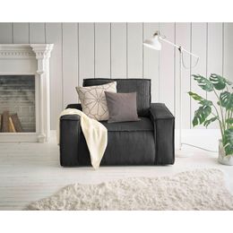 Sessel Home Affaire, B:120cm H:85cm T:86cmanthrazit, 100% Polyester, Wohnzimmer, Sessel, "SHERWOOD, Love-Seat in 3 Stoffarten verfügbar", passend zur