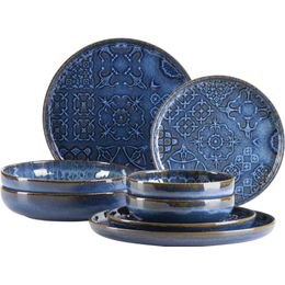 M&auml;ser M&Auml;SER Kombiservice "Geschirr-Set, Service Traditional Tiles", 8 Stk., blau, Geschirr-Sets, kunstvolle Ornamente, 8 Teile, f&uuml;r 2 Personen