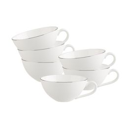 Villeroy & Boch VILLEROY & BOCH Tasse "Teetassen Anmut Platinum No.1 140 ml 6er Set weiß", weiß, Trinkgefäße