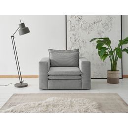Sessel Home Affaire, B:110cm H:83cm T:91cm, grau, Sessel, "PIAGGE", Hochwertiger Cord- passend zur Serie PIAGGE
