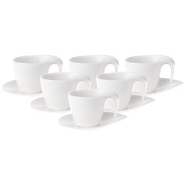 Villeroy & Boch VILLEROY & BOCH Tasse "Kaffeetassen mit Untertassen Flow 200 ml 6er Set weiß", weiß, Trinkgefäße