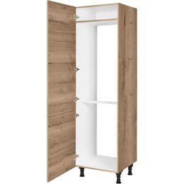 K&uuml;hlmodul Nobilia, B:60cm H:216,6cm T:58,3cm, braun, Schr&auml;nke, ""Structura", f&uuml;r ein K&uuml;hl- und Gefrierschrank, Ausrichtung w&auml;hlbar", vormontiert,