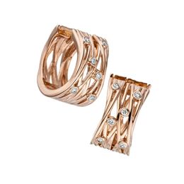 Jobo Damen Paar Creolen "Ohrringe Ros&eacute;goldohrringe breit 17 mm", 16,9mm, SI = kleine Einschl&uuml;sse, Diamanten Ros&eacute;gold 585ros&eacute;gold 585, Diamanten,