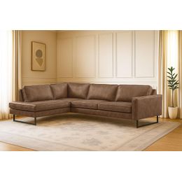 Ecksofa Home Affaire, B:290cm H:85cm T:217cm, braun, Luxus-Microfaser in Lederoptik (100% Polyester);Cord (92% Polyester, 8% Polyamide), Wohnzimmer,