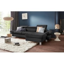 Ecksofa, B:292cm H:98cm T:167cm, grau, exxpo - SOFA FASHION, Luxus-Kunstleder;Webstoff (100% Polyester);Webvelours (100% Polyester), Wohnzimmer,