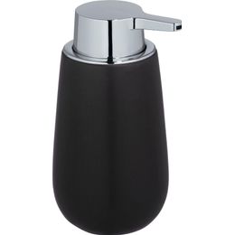 Seifenspender Wenko, silber, Keramik, Badezimmer, Dosierspender, "Badi", Schwarz, Keramik, 320 ml