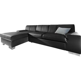 Ecksofa DOMO collection, B:248cm H:74cm T:150cm, schwarz, Softlux-Kunstleder;Primabelle-Microfaser;Struktur (90% Polyester und 10% Polyacryl),
