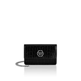 Philipp Plein Kinder Schultertasche "Hexagon Crocco Print"02, schwarz, Taschen