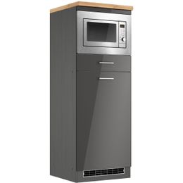 Backofen/Kühlumbauschrank KOCHSTATION, B:60cm H:166cm T:60cm, grau, MDF, Schränke, "KS-Milan", Mikrowellen-Kühlschrankumbau 60 cm, matt oder