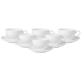 Villeroy & Boch VILLEROY & BOCH Tasse "Kaffeetassen mit Untertassen Royal 260 ml 6er Set weiß", weiß, Trinkgefäße