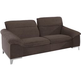 Polstergarnitur COTTA, B:218cm, braun, Sitzmöbel-Sets, "Teresa", Set bestehend aus: 2-Sitzer mit Kopfteilverstellung & Hocker