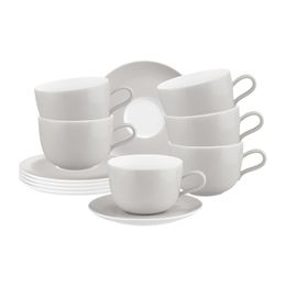 Seltmann Weiden Tasse "Milchkaffeetassen mit Untertassen Liberty Pure Colors 380 ml 6er Set", 12 tlg., grau, Trinkgef&auml;&szlig;e