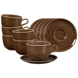Seltmann Weiden Tasse "Milchkaffeetassen mit Untertassen Terra 400 ml 6er Set", 12 tlg., braun, Trinkgef&auml;&szlig;e