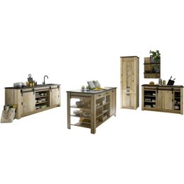 K&uuml;che Home Affaire, B:400cm T:64cm, braun, Komplettk&uuml;chen-Sets, "Sherwood", Breite 400 cm, ohne E-Ger&auml;te