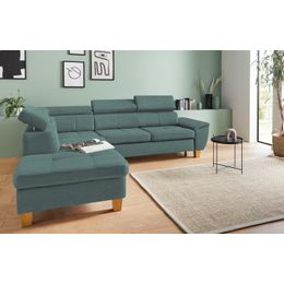 Ecksofa, B:266cm H:79cm T:232cm, blau, exxpo - SOFA FASHION, Luxus-Microfaser Vintageoptik (100% Polyester);Webvelours (92% Polyester, 8% Nylon),
