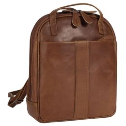 CLUTY Damen Cityrucksack, braun, Leder, Rindsleder, Retro, Rucks&auml;cke, echt Leder