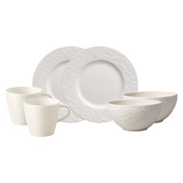 Villeroy & Boch VILLEROY & BOCH Geschirr-Set "Frühstücks-Set Manufacture Rock 6er Set weiß", weiß, Geschirr-Sets