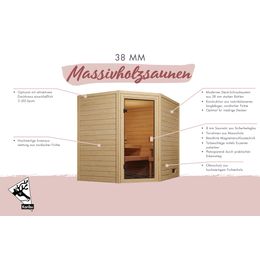 Karibu Sauna ""Trixi" mit bronzierter T&uuml;r, naturbelassen", Saunaofen, externe Steuerung, 400 kW, beige, Saunen, aus hochwertiger nordischer Fichte