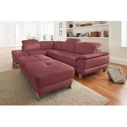 Ecksofa, B:270cm H:94cm T:104cm, rot, exxpo - SOFA FASHION, Kunstleder SOFTLUX;NaturLEDER (echtes Rindsleder) in Sitz und Rücken. Korpus in passendem