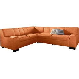 Ecksofa DOMO collection, B:247cm H:74cm T:212cm, orange, Microfaser PRIMABELLE (100% Polyester);Kunstleder SOFTLUX;Struktur (90% Polyester, 10%