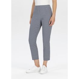 Stehmann Damen 3/4-Hose, blau, Gr. 46, Minimalmuster, gemustert, Web, Obermaterial: 62% Viskose, 33% Polyamid, 5% Elasthan, Hosen, mit Minial-Muster