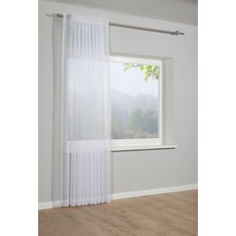 Gardine Gardinia, B:450cm H:245cm, wei&szlig;, Obermaterial: 100% Polyester, Wohnzimmer, Gardinen, "Schal mit Gardinenband Voile Uni", Stoff Voile Uni