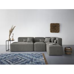 Ecksofa Home Affaire, B:303cm H:76,5cm T:93cm, grau, 100% Polyester, Wohnzimmer, Sofas, "Sundstrup L-Form", Modulserie, individuelle Zusammenstellung