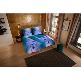 Wendebettw&auml;sche, blau, PURE LUXURY COLLECTION, Microfaser, Obermaterial: 100% Polyester, Bettw&auml;sche, "Davine", Mikrofaser, 135x200, Pflegeleicht,