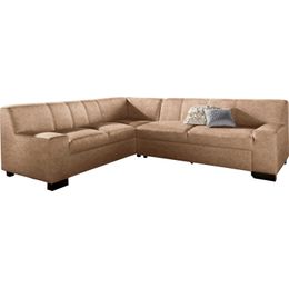 Ecksofa DOMO collection, B:247cm H:74cm T:212cm, braun, Microfaser PRIMABELLE (100% Polyester);Kunstleder SOFTLUX;Struktur (90% Polyester, 10%