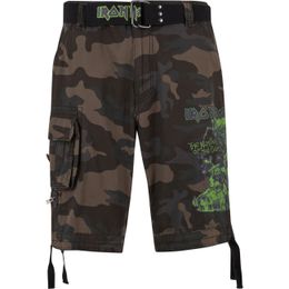 Brandit Herren Cargoshorts "Brandit Iron Maiden Savage Shorts The Number of The Beast"schwarzcamo, Gr. M, 100% Baumwolle, Hosen