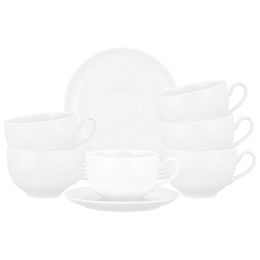 Seltmann Weiden Tasse "Milchkaffeetassen mit Untertassen Amina 350 ml 6er Set", 12 tlg., wei&szlig;, Trinkgef&auml;&szlig;e