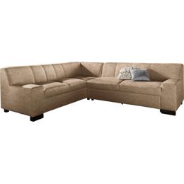 Ecksofa DOMO collection, B:247cm H:74cm T:212cm, braun, Microfaser PRIMABELLE (100% Polyester);Kunstleder SOFTLUX;Struktur (90% Polyester, 10%