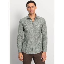 OLYMP Herren Langarmhemd "Casual", grau, Gr. XL, bedruckt, Web, Obermaterial: 100% Baumwolle, Hemden, in modischem Allover-Print