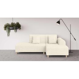 Ecksofa OTTO HOME, B:258cm H:85cm T:168cm, beige, 100% Polyester, Wohnzimmer, Sofas, "Suyala", L-Form mit Hocker