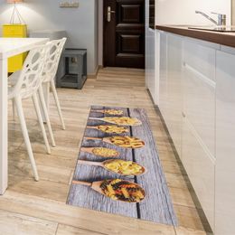 L&auml;ufer ANDIAMO, B:50cm H:3mm L:150cm, beige, Flur, Teppiche, "Kitchen", Vinyl-K&uuml;chenl&auml;ufer, moderne K&uuml;chenmotive, Pasta, Gew&uuml;rze, Kaffee