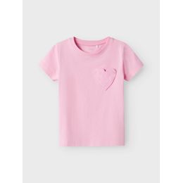 name it Mädchen Kurzarmshirt "NMFDEAS SS TOP", pink, Basic, Gr. 92, unifarben, Jersey, Obermaterial: 95% Baumwolle, 5% Elasthan, Shirts