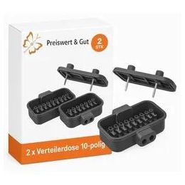 Pro Plus 2 x Verteilerdose 10-polig, spritzwassergesch&uuml;tzt &ndash; Klemmdose f&uuml;r Pkw, Lkw, Wohnmobile, Traktoren & Anh&auml;nger, Kabelanschlussbox aus robustem Kunststoff