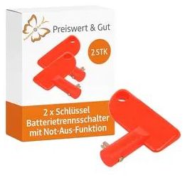 2 x Schl&uuml;ssel Batterietrennschalter mit Not-Aus-Funktion &ndash; Orange, 11 mm Durchmesser, f&uuml;r Hauptschalter und Notabschaltung