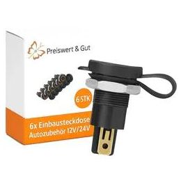 Pro Plus 6x Einbausteckdose Autozubeh&ouml;r 12V/24V Auto Elektronik f&uuml;r KFZ-Norm-Steckern Zigarettenanz&uuml;nder Adapter mit Gummideckel