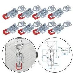 Pro Plus 8 x Spannverschluss f&uuml;r Kisten & Anh&auml;ngerzubeh&ouml;r &ndash; Verstellbar 115-125mm, verzinktem Stahl, silber-rot, 120 Gramm pro St&uuml;ck